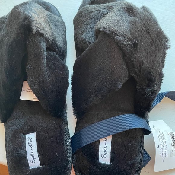 Splendid | Shoes | New Unworn Fuzzy Fauxfur Cross Slide Slippers | Poshmark